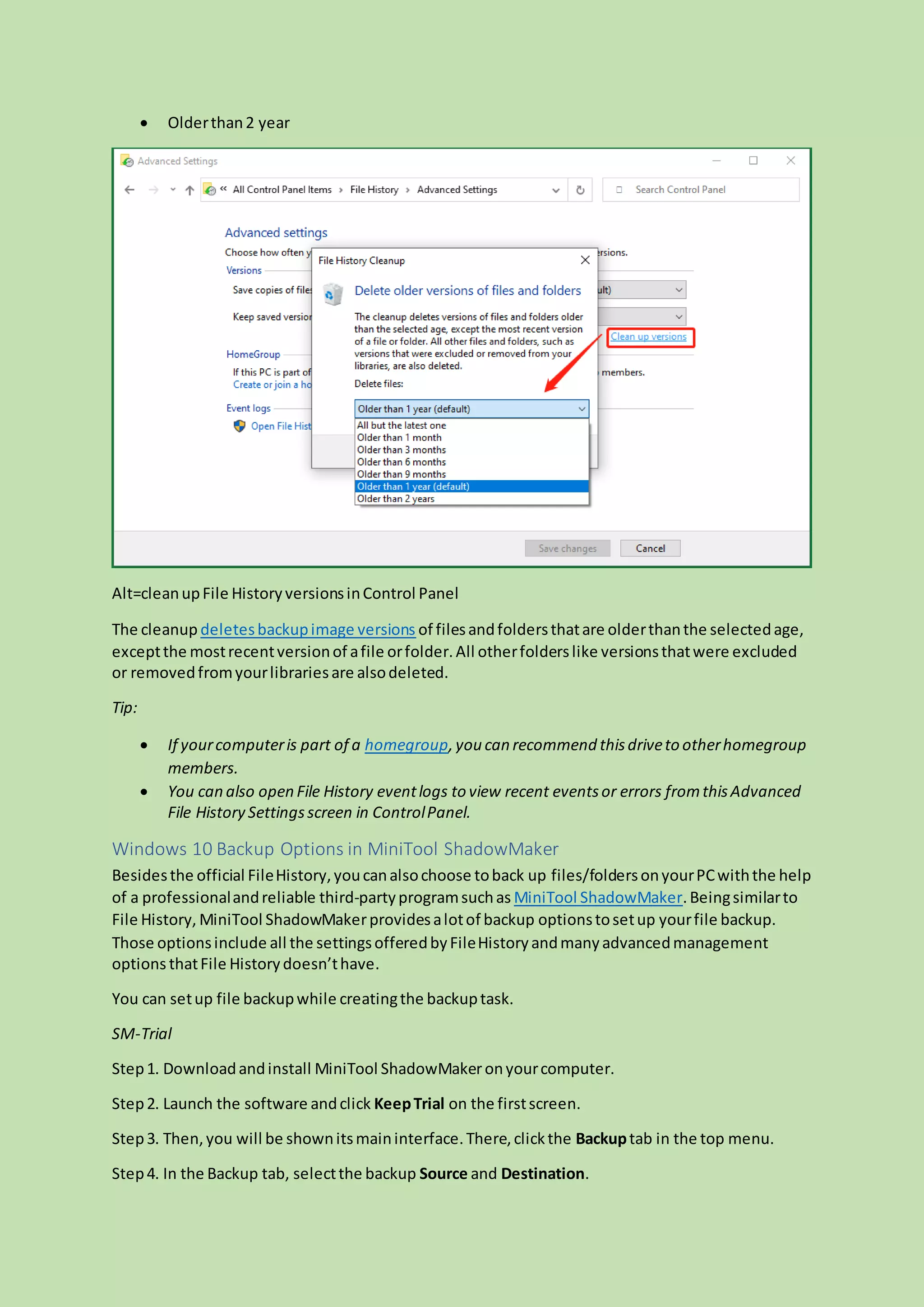 Windows 10 backup options | DOCX | Operating Systems | Computer Software and Applications
