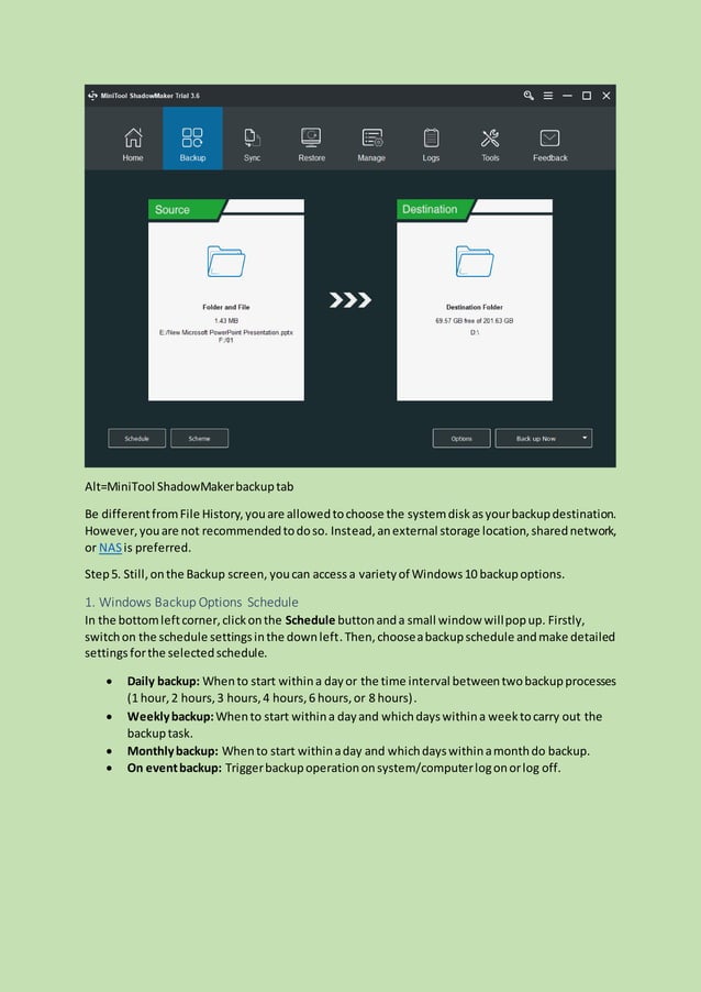 Windows 10 backup options | DOCX | Operating Systems | Computer Software and Applications