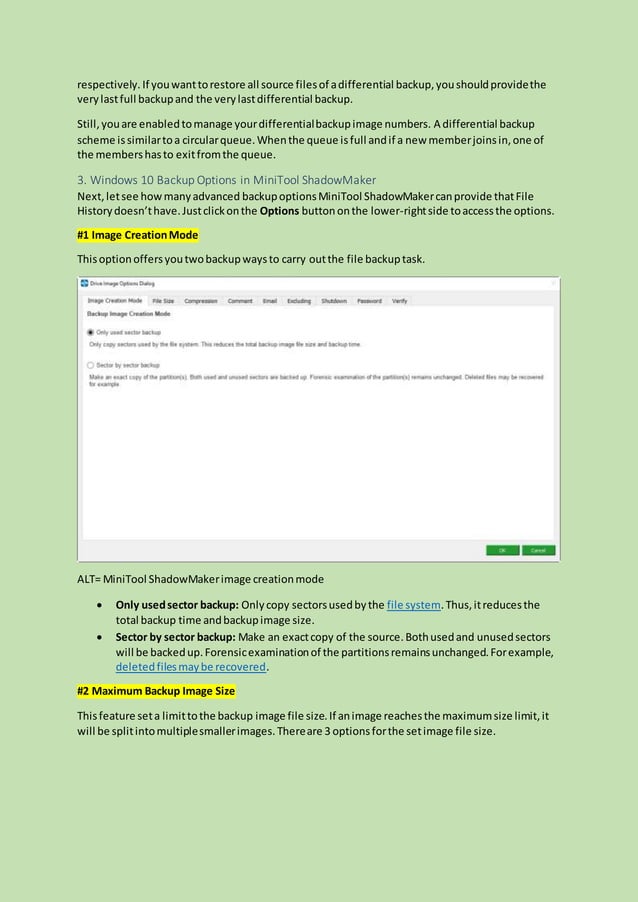 Windows 10 backup options | DOCX | Operating Systems | Computer Software and Applications