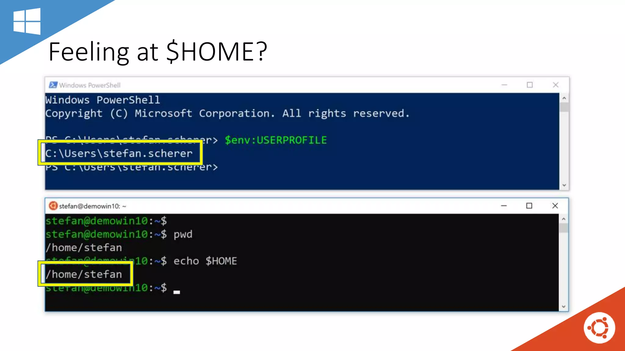 Setup a Dev environment that feels like $HOME on Windows 10 | PPTX
