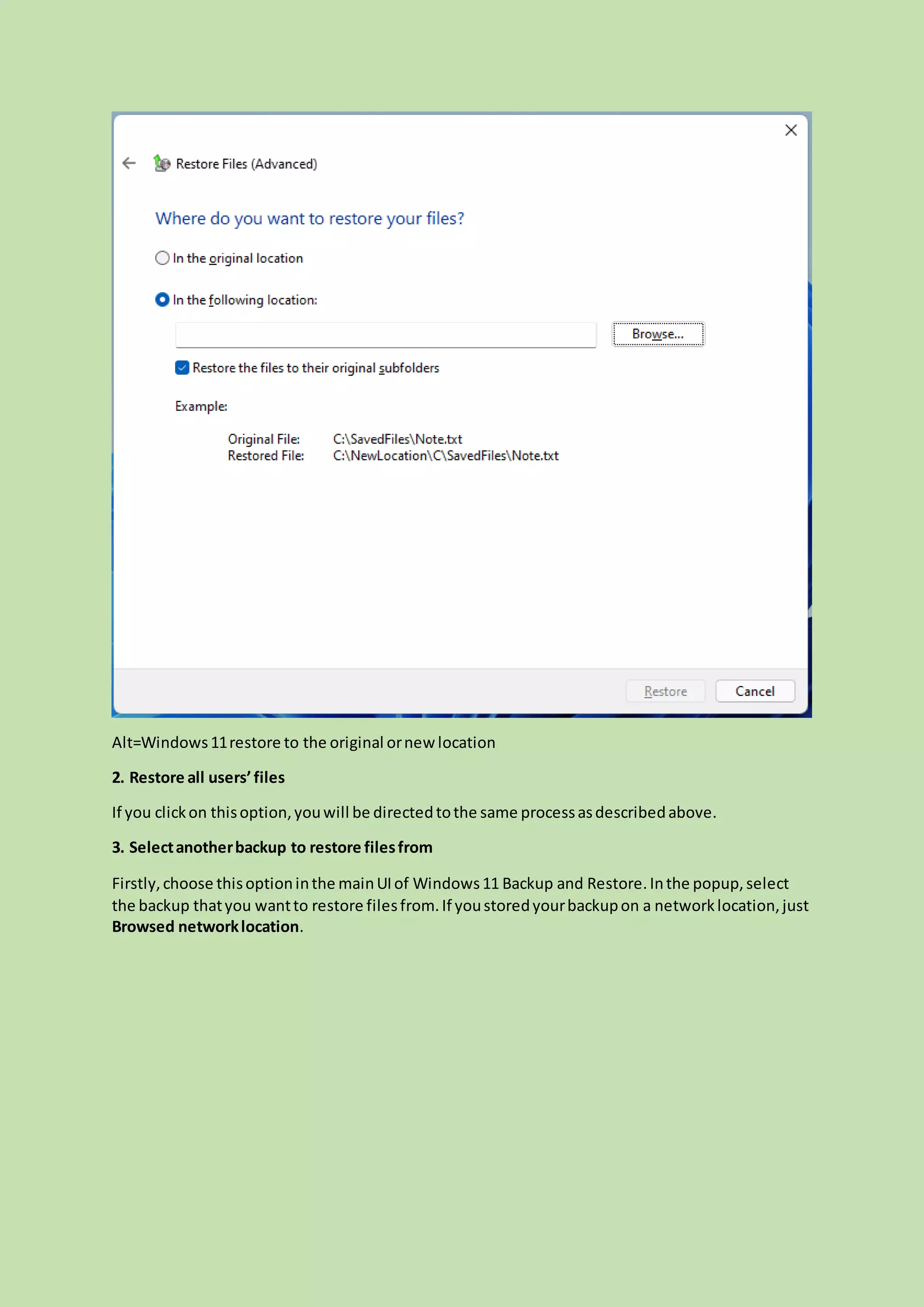 Windows 11 backup and restore | DOCX