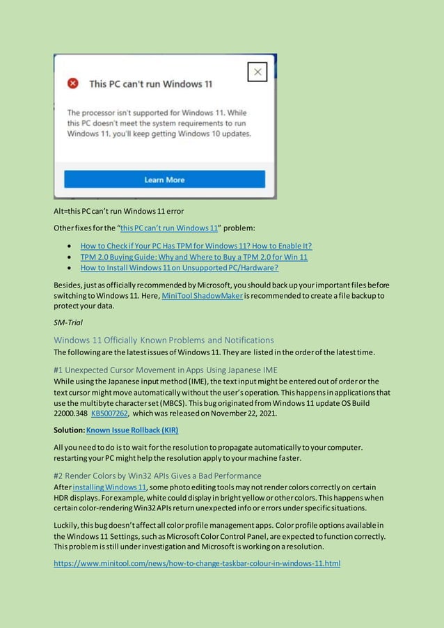 windows 11 bugs errors issues problems | DOCX | Operating Systems | Computer Software and ...