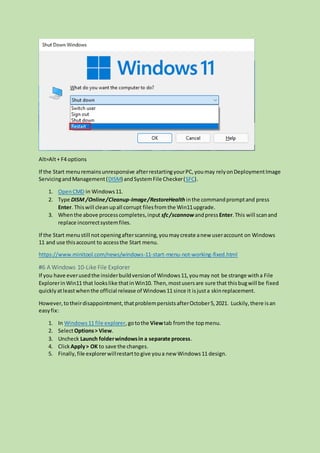 windows 11 bugs errors issues problems | DOCX