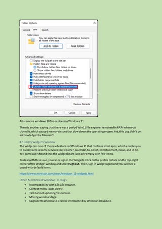 windows 11 bugs errors issues problems | DOCX