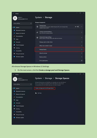Windows 11 storage spaces | DOCX | Data Storage and Warehousing | Computing
