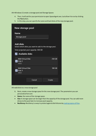 Windows 11 storage spaces | DOCX | Data Storage and Warehousing | Computing