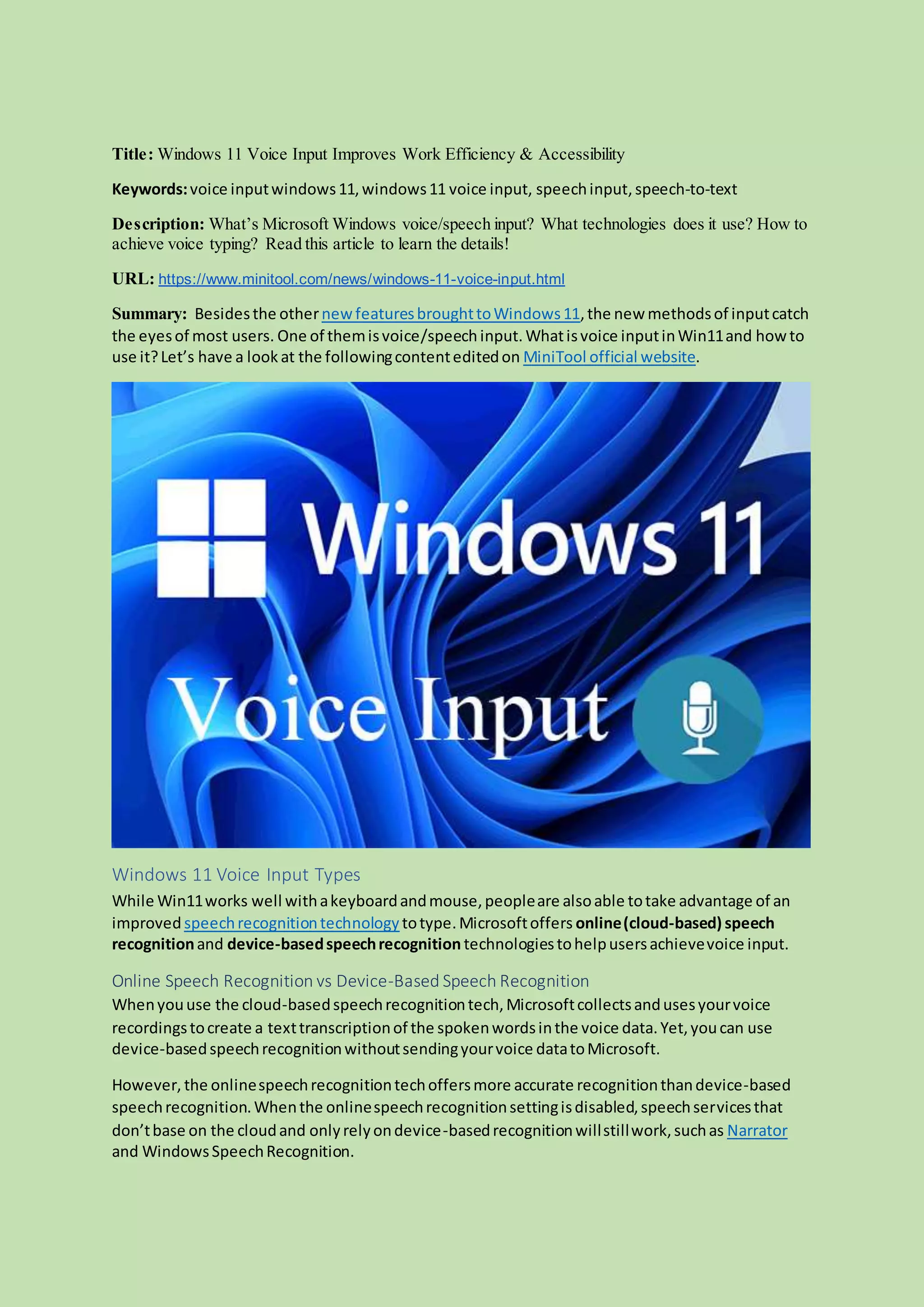 Windows 11 voice input | DOCX
