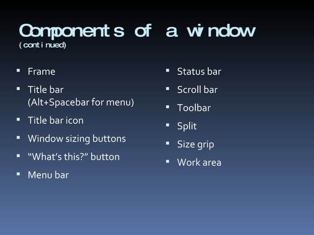 Windows | PPT | Operating Systems | Computer Software and Applications
