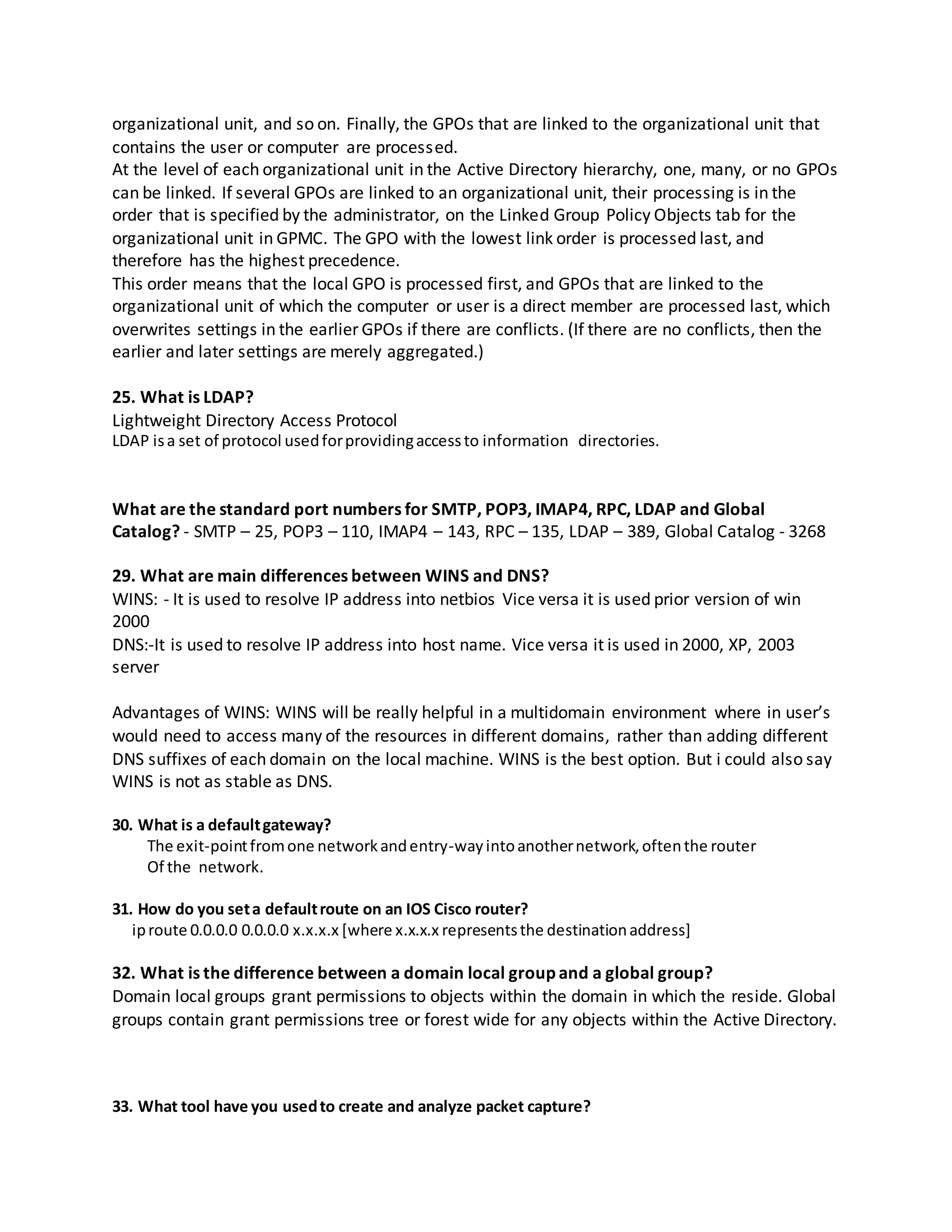 Windows server Interview question and answers | DOCX