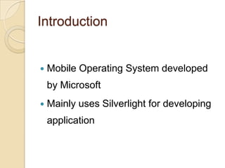 Windows phone-7- Introduction | PPT