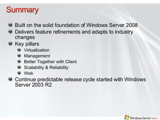 Windows Server 2008 R2 Overview | PPT