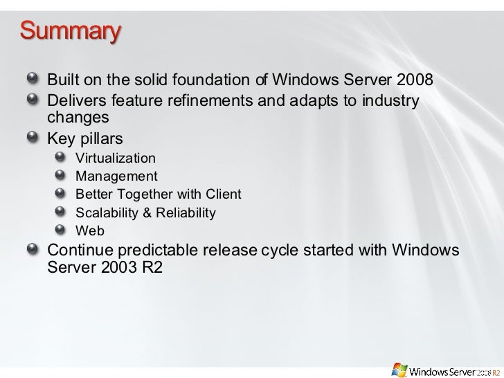Windows Server 2008 R2 Overview