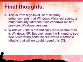 Windows Vista Security | PPT