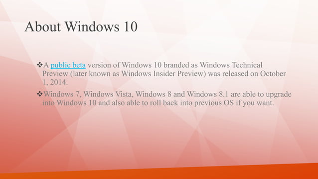 An introduction to Windows 10 | PPTX | Operating Systems | Computer ...
