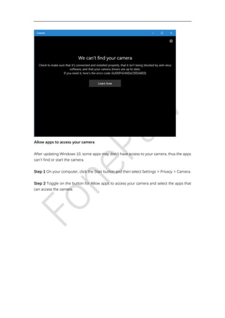 Fix Windows 10 Camera Not Working | PDF