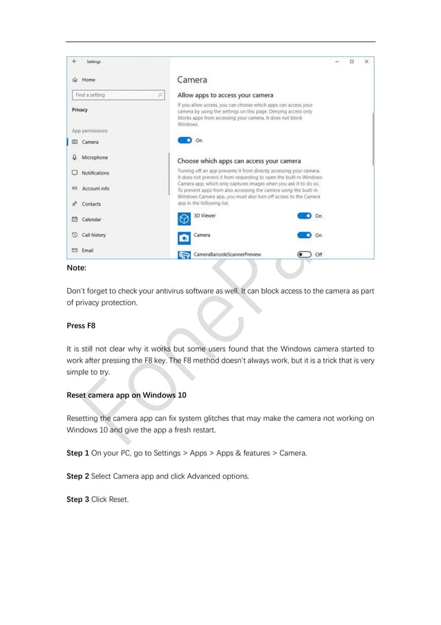 Fix Windows 10 Camera Not Working | PDF