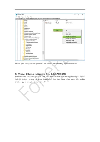 Fix Windows 10 Camera Not Working | PDF