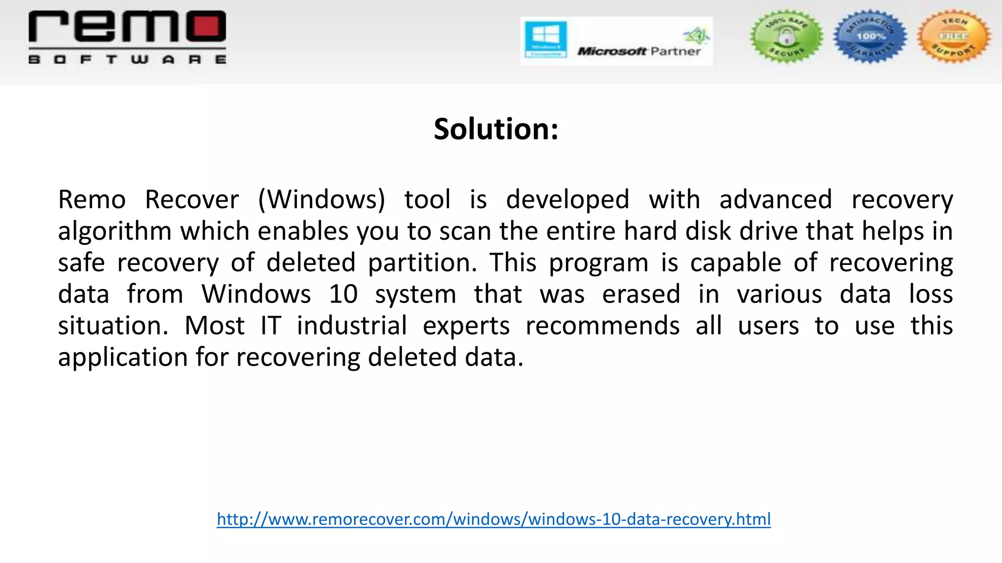 Windows 10 Data Recovery | PPT