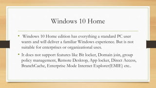 Windows 10 editions | PPTX