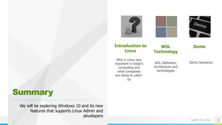 Windows 10 Linux Work Environment Improvements with WSL | PPT