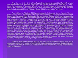 Windows 2000 Presentation | PPT