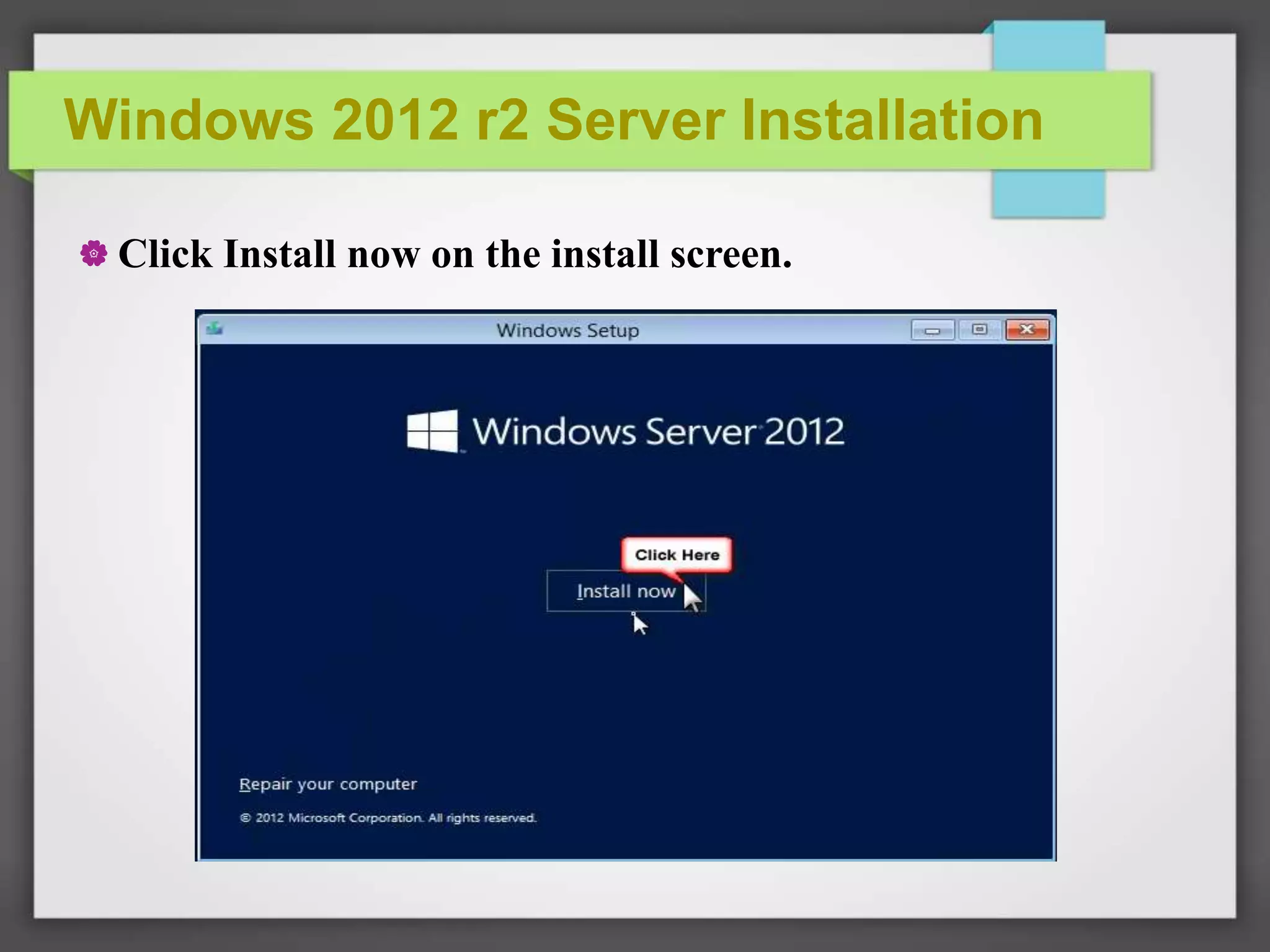 Windows 2012 r2 server installation | PPTX
