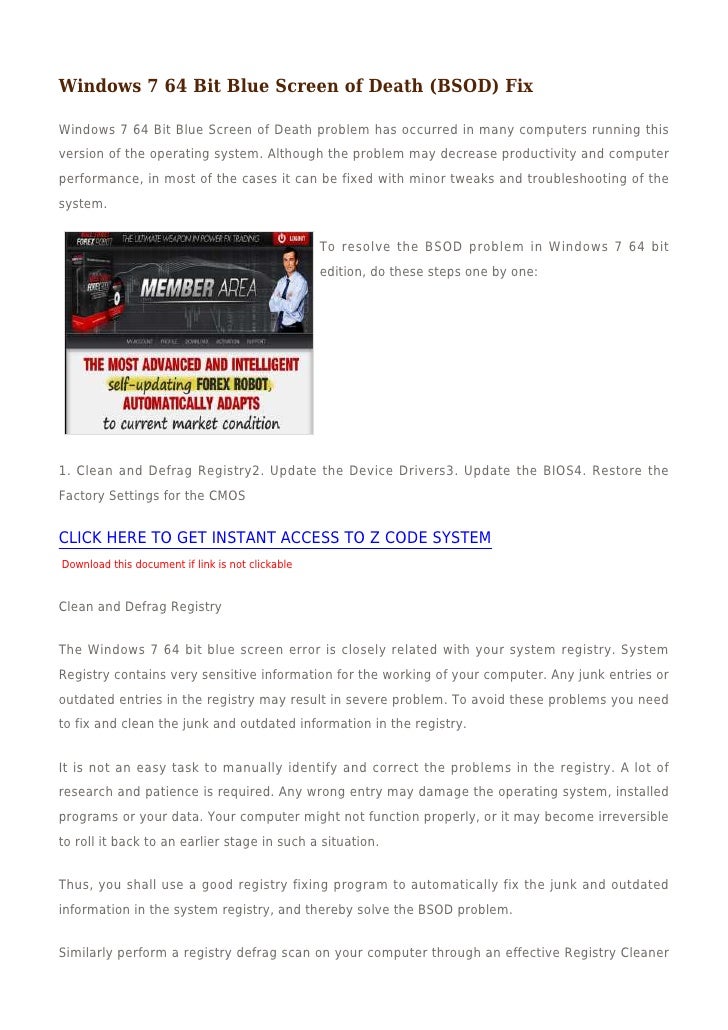 Windows 7 64 bit blue screen of death (bsod) fix