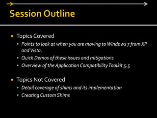 Windows 7 – Application Compatibility Toolkit 5.5 Overview | PPT