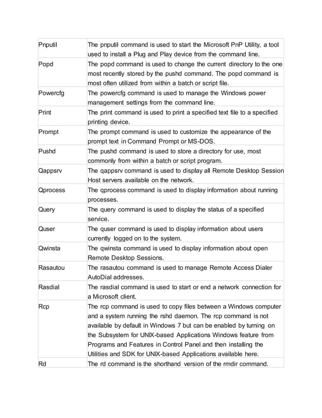 Windows 7 command prompt commands | PDF