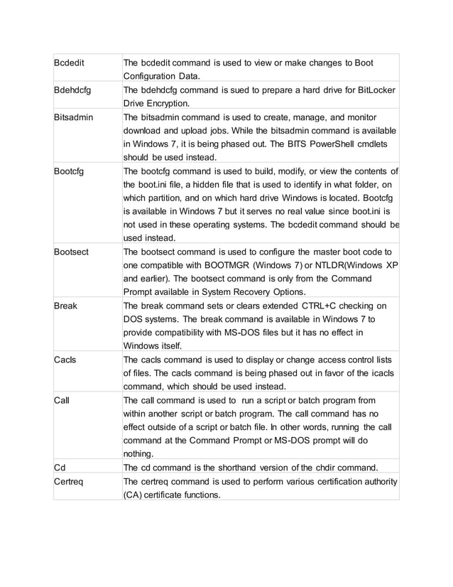 Windows 7 command prompt commands | PDF