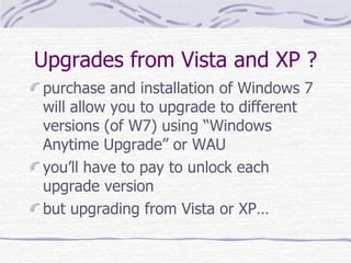 Windows 7 Component Research | PPT
