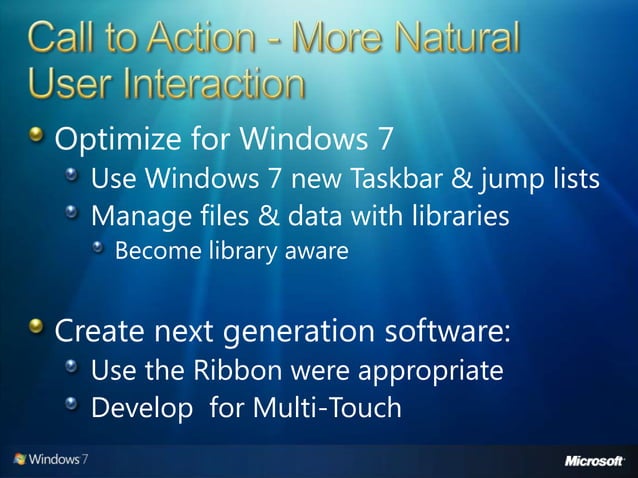Windows 7 Developer Overview | PPTX