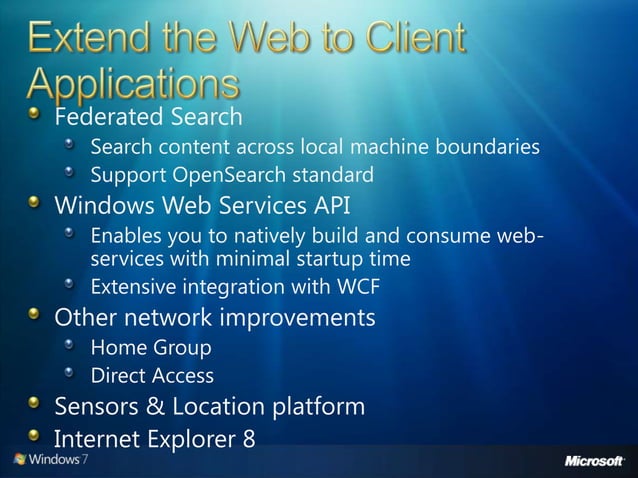 Windows 7 Developer Overview | PPTX