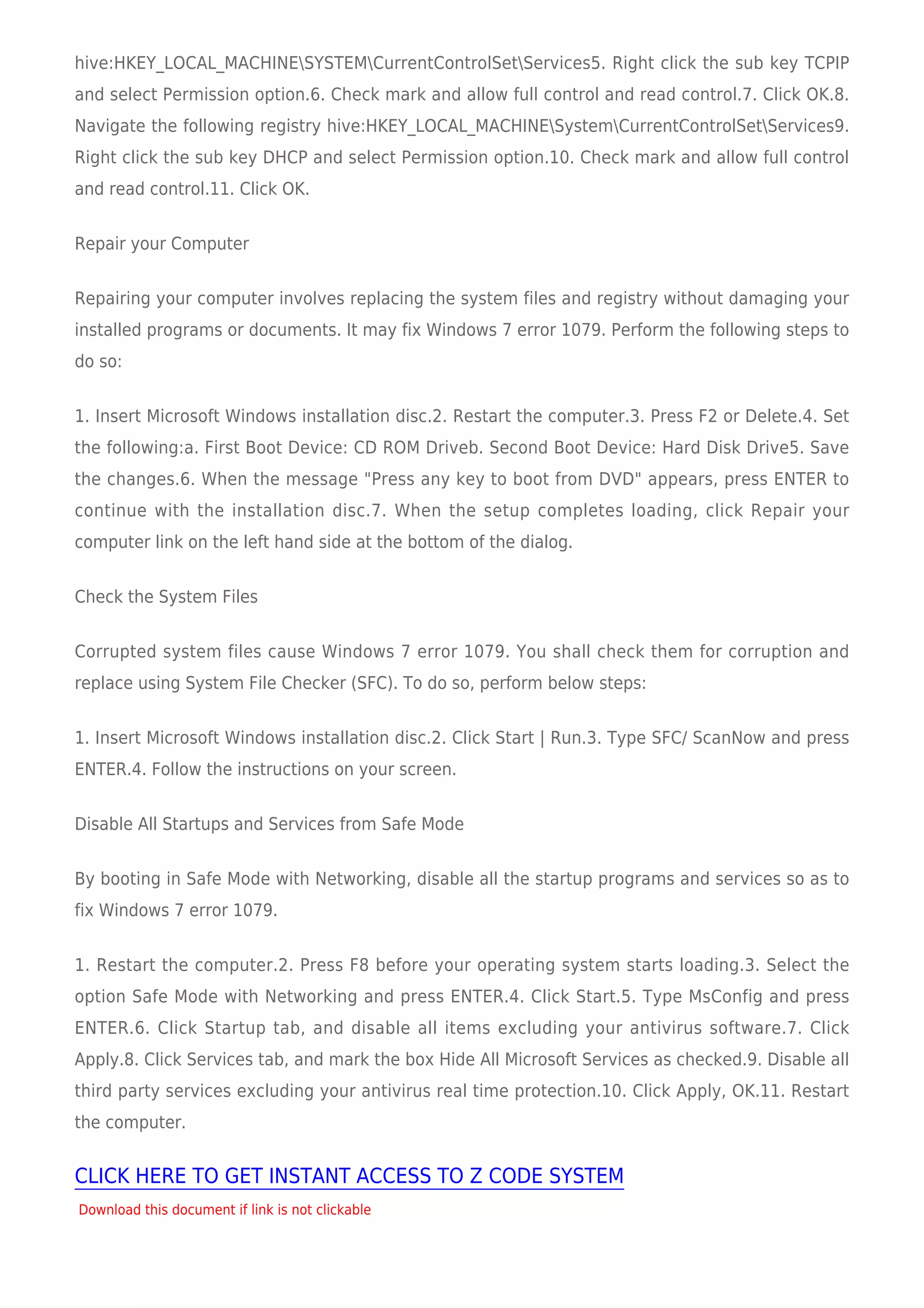 Windows 7 error 1079 fix | PDF