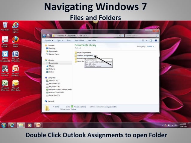 Windows 7 Files & Folders | PPTX | Operating Systems | Computer ...