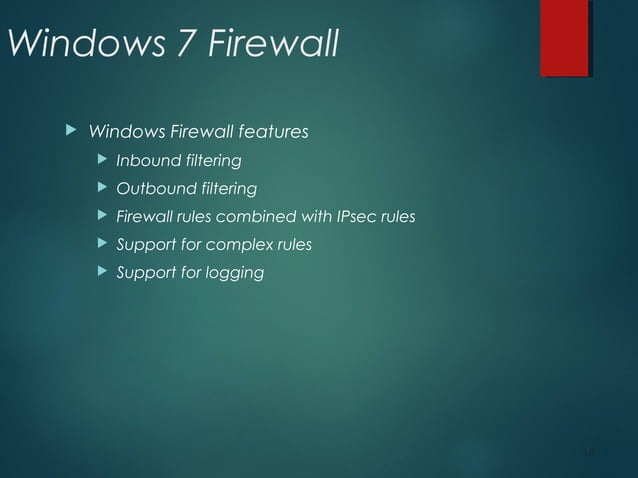 Windows 7 firewall & its configuration | PPT