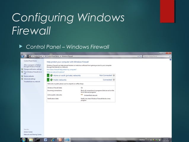 Windows 7 firewall & its configuration | PPT