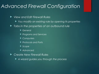 Windows 7 firewall & its configuration | PPT