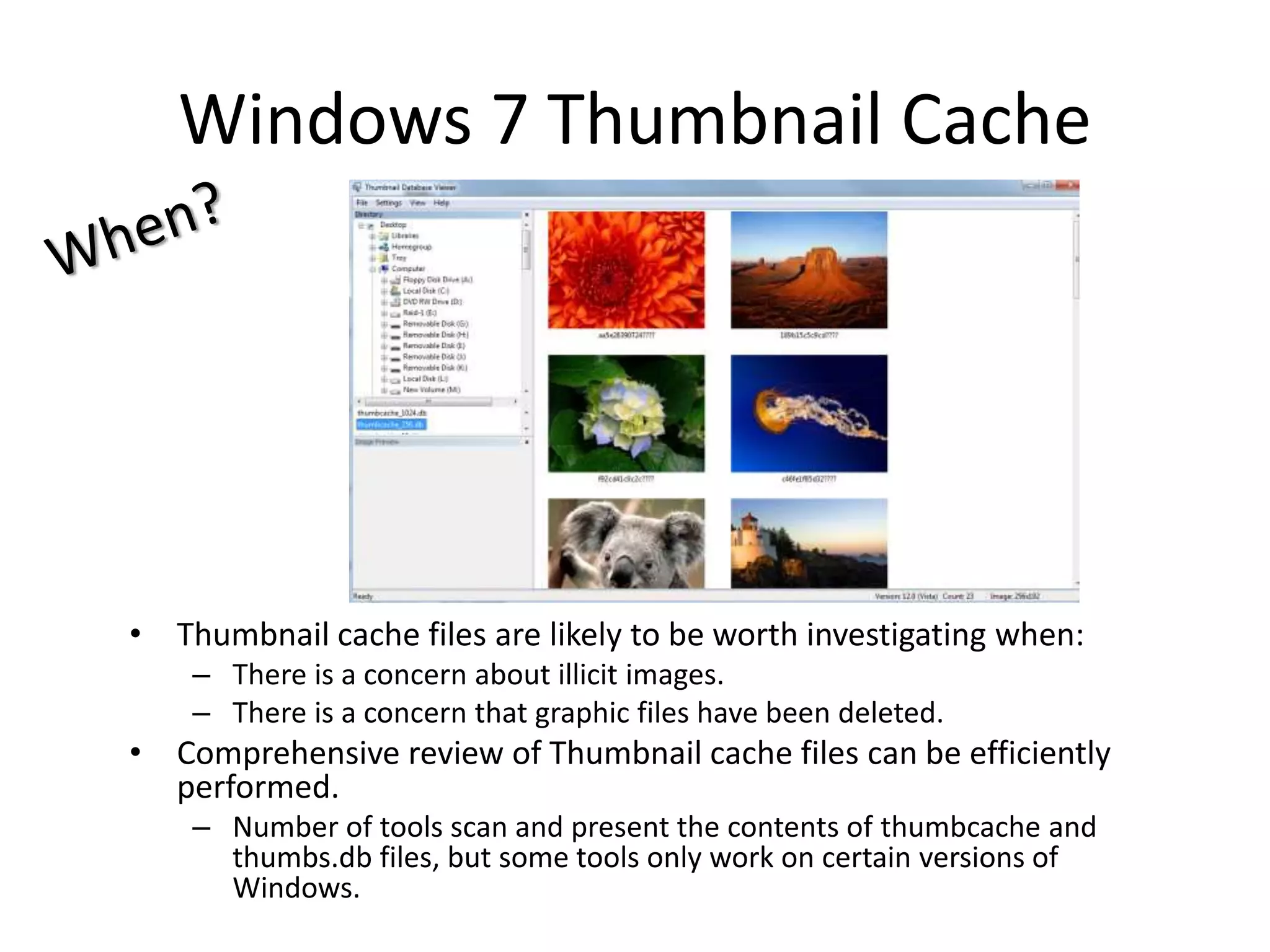 Windows 7 forensics thumbnail-dtl-r4 | PPTX | Operating Systems | Computer Software and Applications
