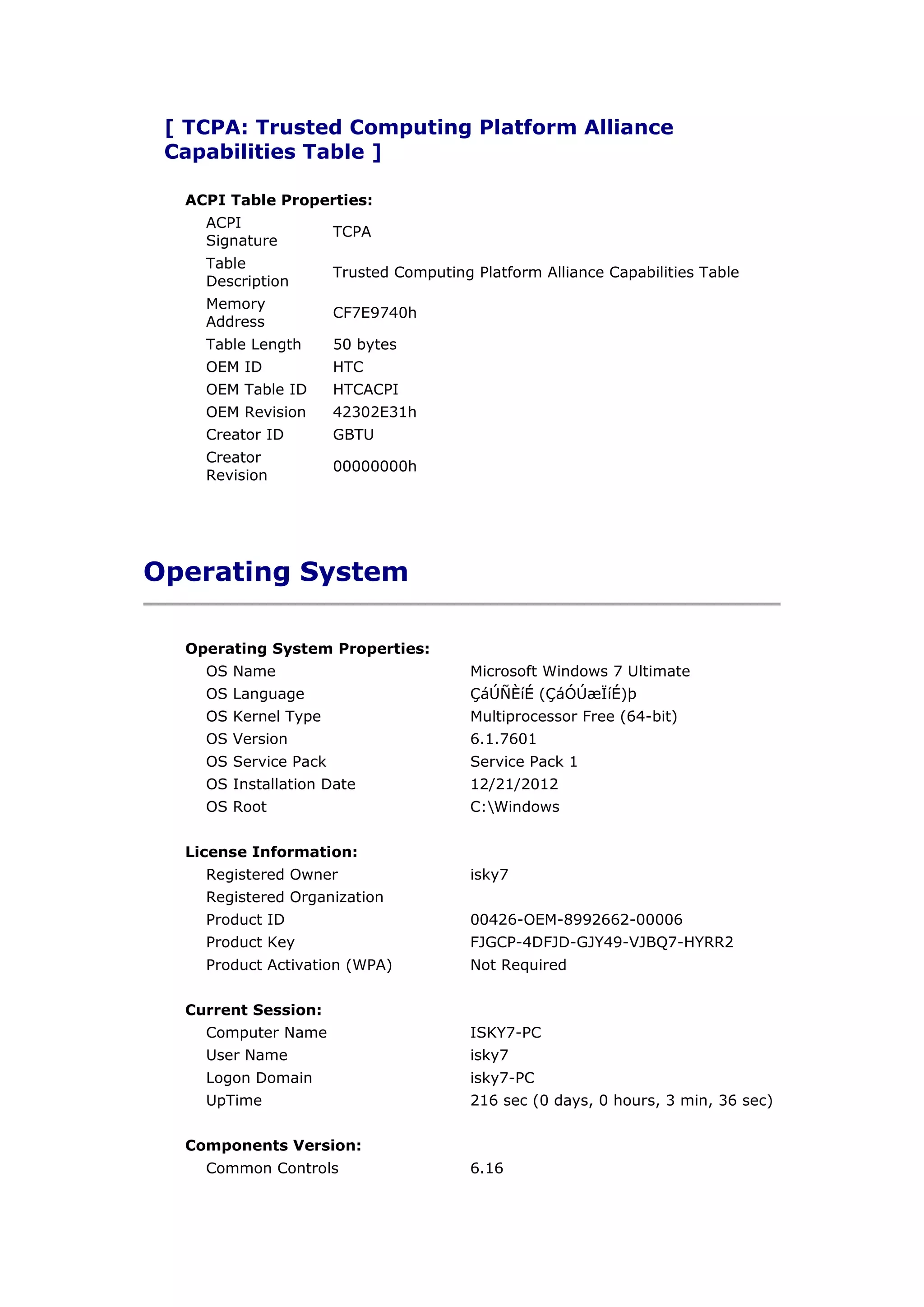 my Windows 7 info | PDF | Operating Systems | Computer Software and ...