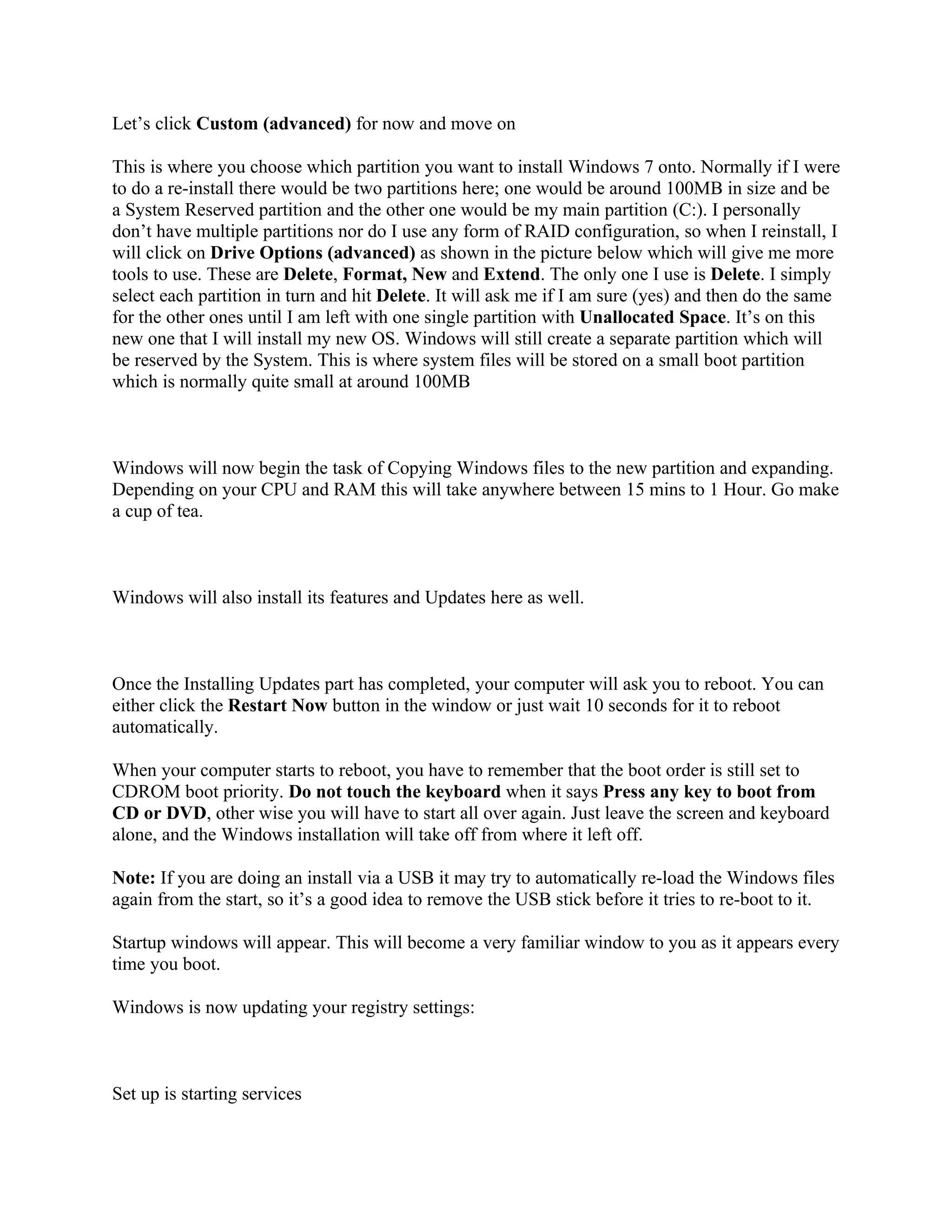 Windows 7 installation tutorial | DOC