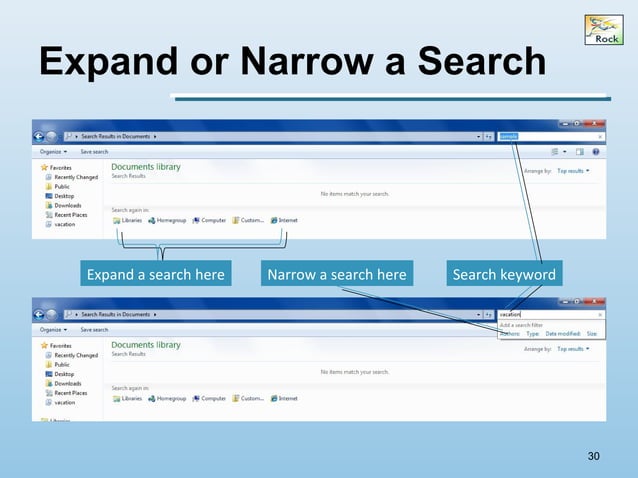 Windows 7 interface | PPT | Search | Internet