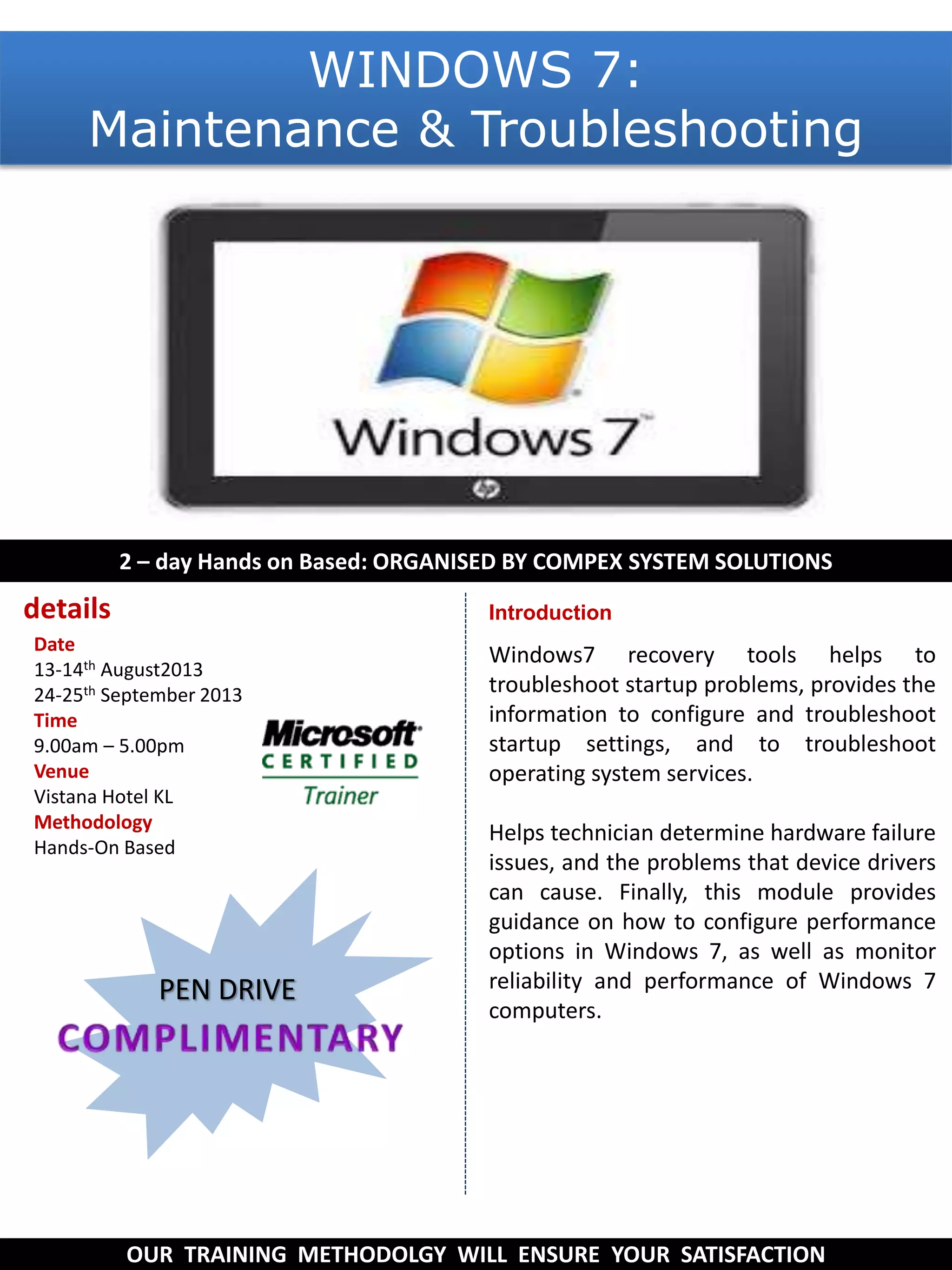 Windows 7 Maintenance & Troubleshooting | PDF