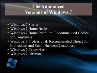 Windows 7 (modified to fit training) | PPT