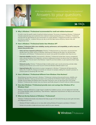 Windows 7 Professional - Frequently Asked Questions | PDF | Operating ...