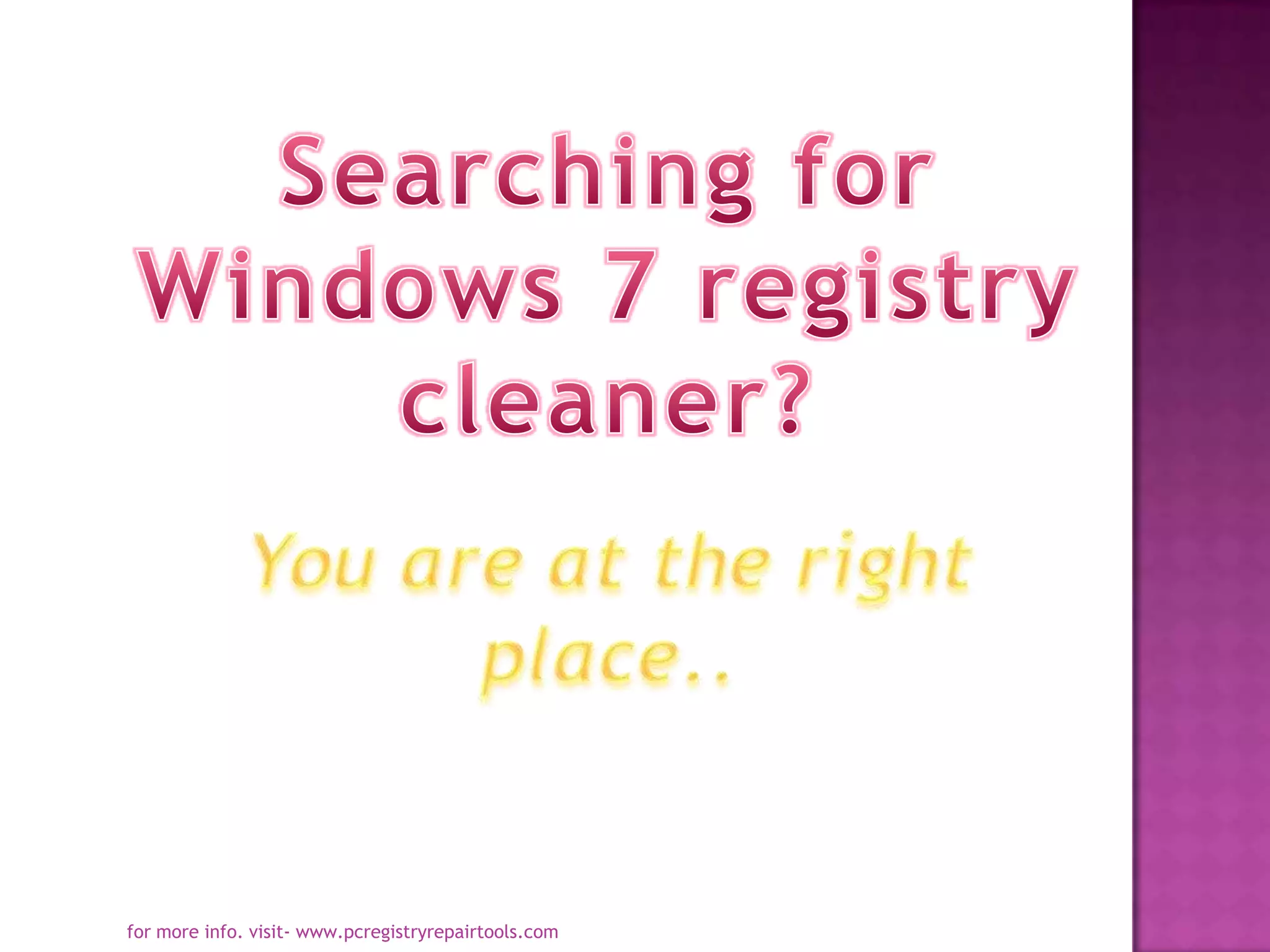 Windows7 registry cleaner | PPTX