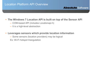 Windows7 Sensor & Location Platform | PPT