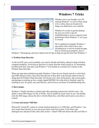 Windows 7 tricks | PDF