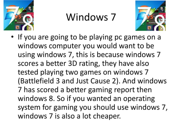 Windows 7 vs windows 8 111 | PPT