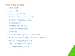 Windows 8 Metro Apps with XAML @ GRDevDay | PPTX